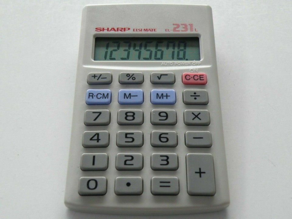 SHARP TAIWAN ELSI MATE EL-231L SOLAR CELL CALCULATOR LCD, NEW-OLD-STOCK ...