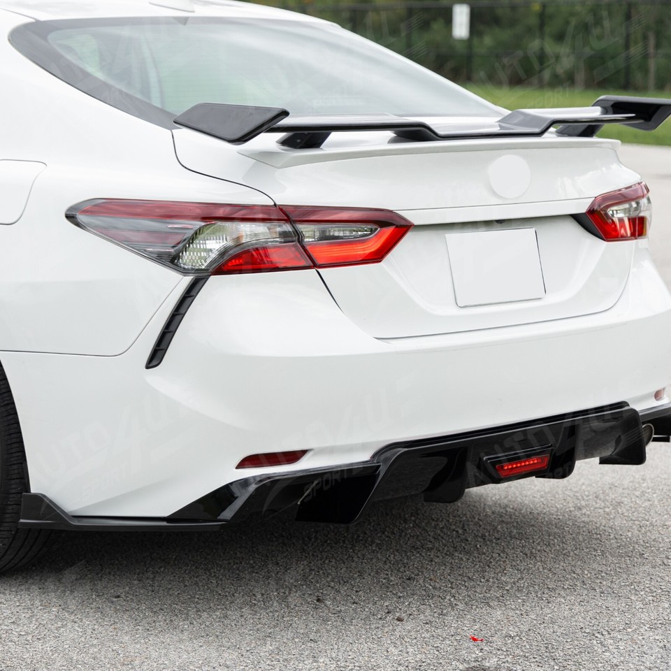 Fit 2018-2024 Toyota Camry TRD Style Gloss Black Rear Diffuser & Corner ...
