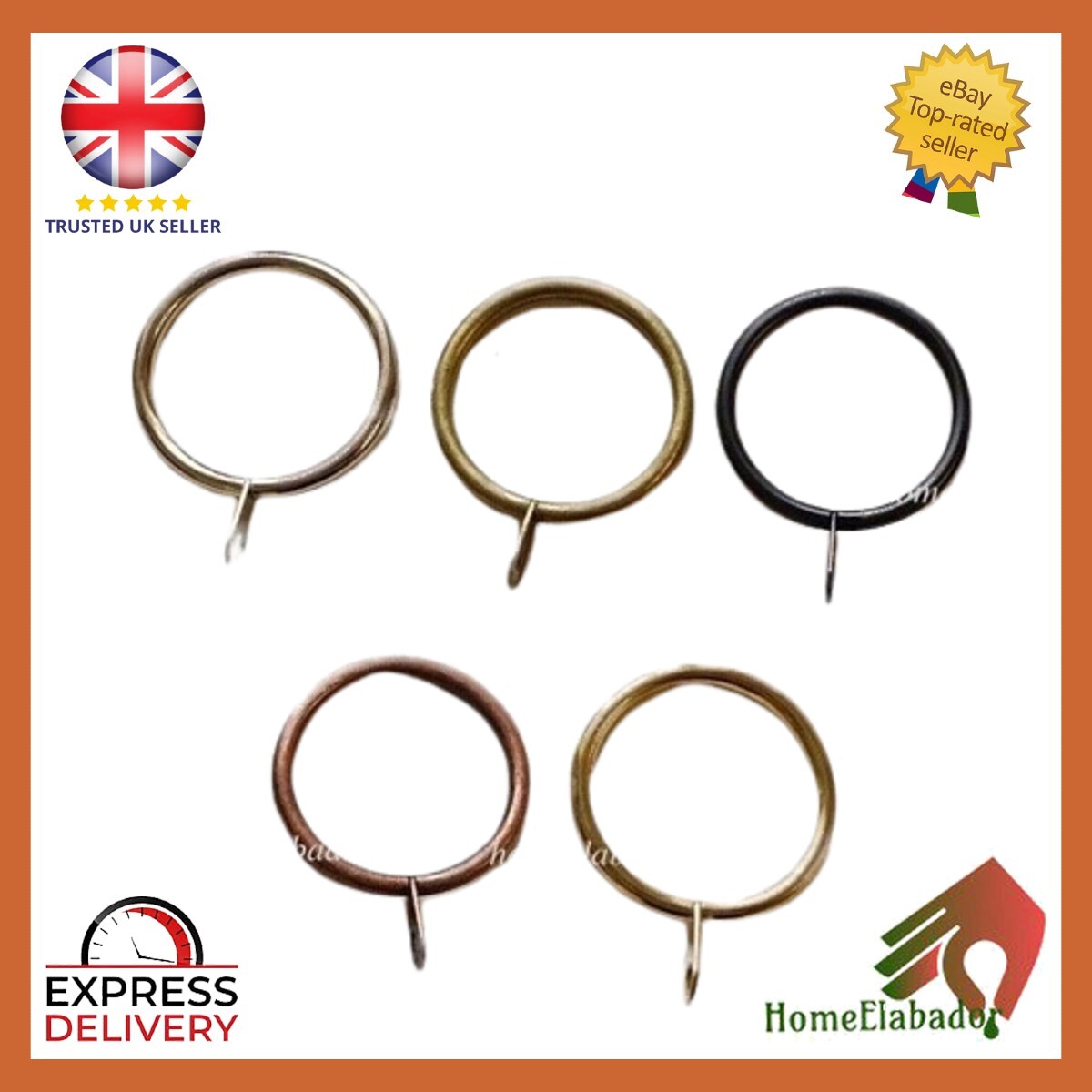40mm Heavy Duty Metal Curtain Rings Hanging Hooks for Curtains Rods ...