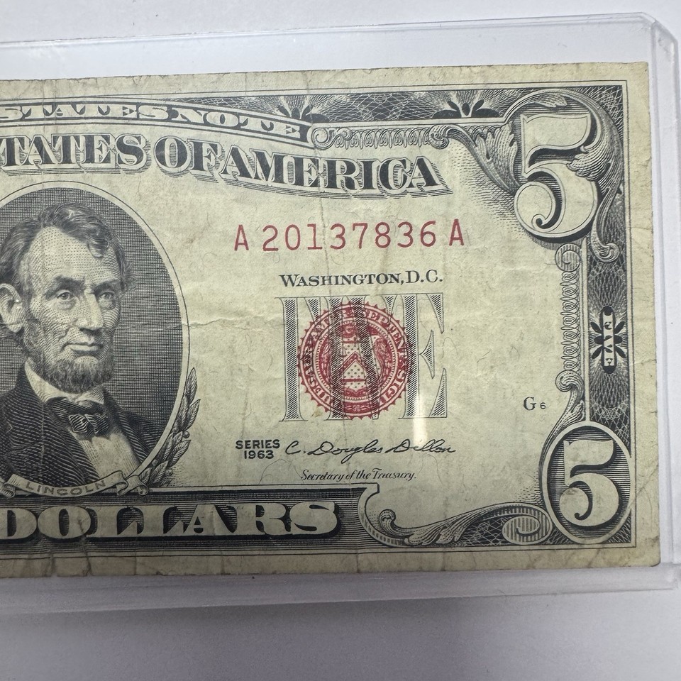 1963 $5 Five Dollar Red Seal US Note | eBay