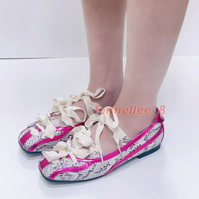 Women Flat Ballet Bowling Shoes Bowknot Loafers Shoes Flat Mary Jane ...