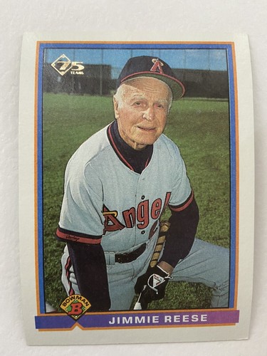 1991 Bowman Baseball Jimmie Reese #186, "75 Years" Foil, Angels, Mint ...