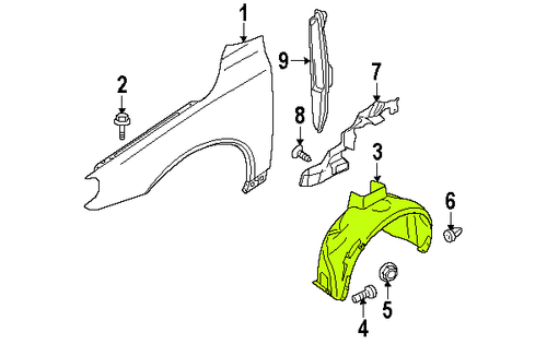 Volvo S80 07 - 14 OEM Fender Liner Splash Guard 30796596 Front Left ...