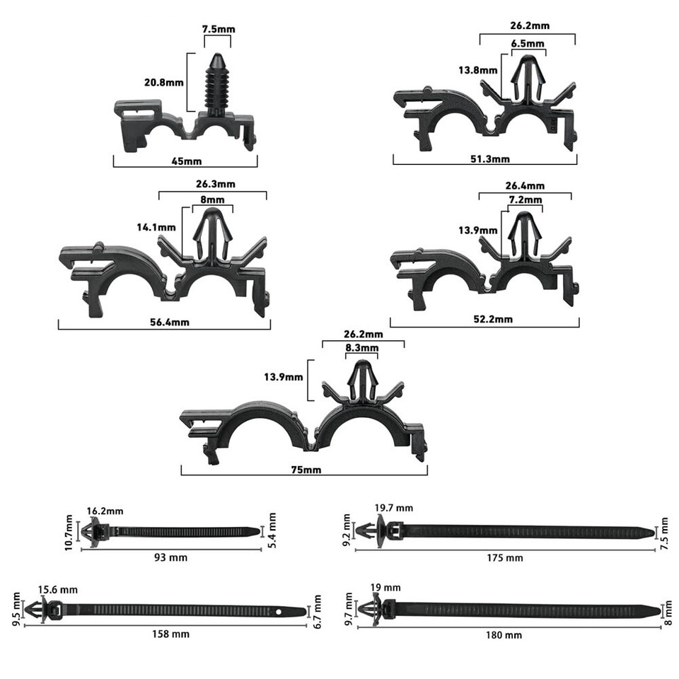 130pcs Car Wiring Harness Clamp Set Cable and Hose Retainer Clips ...