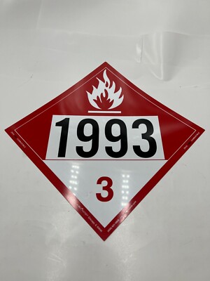 QTY25 Labelmaster Combustible Liquid Hazmat Placard ZRV91993 UN 1993 10 ...