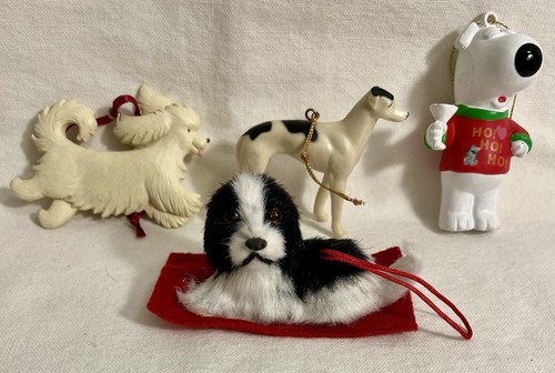Lot of 4 Mixed Black & White Dog Christmas Tree Ornaments Debbie Mumm Brian | eBay