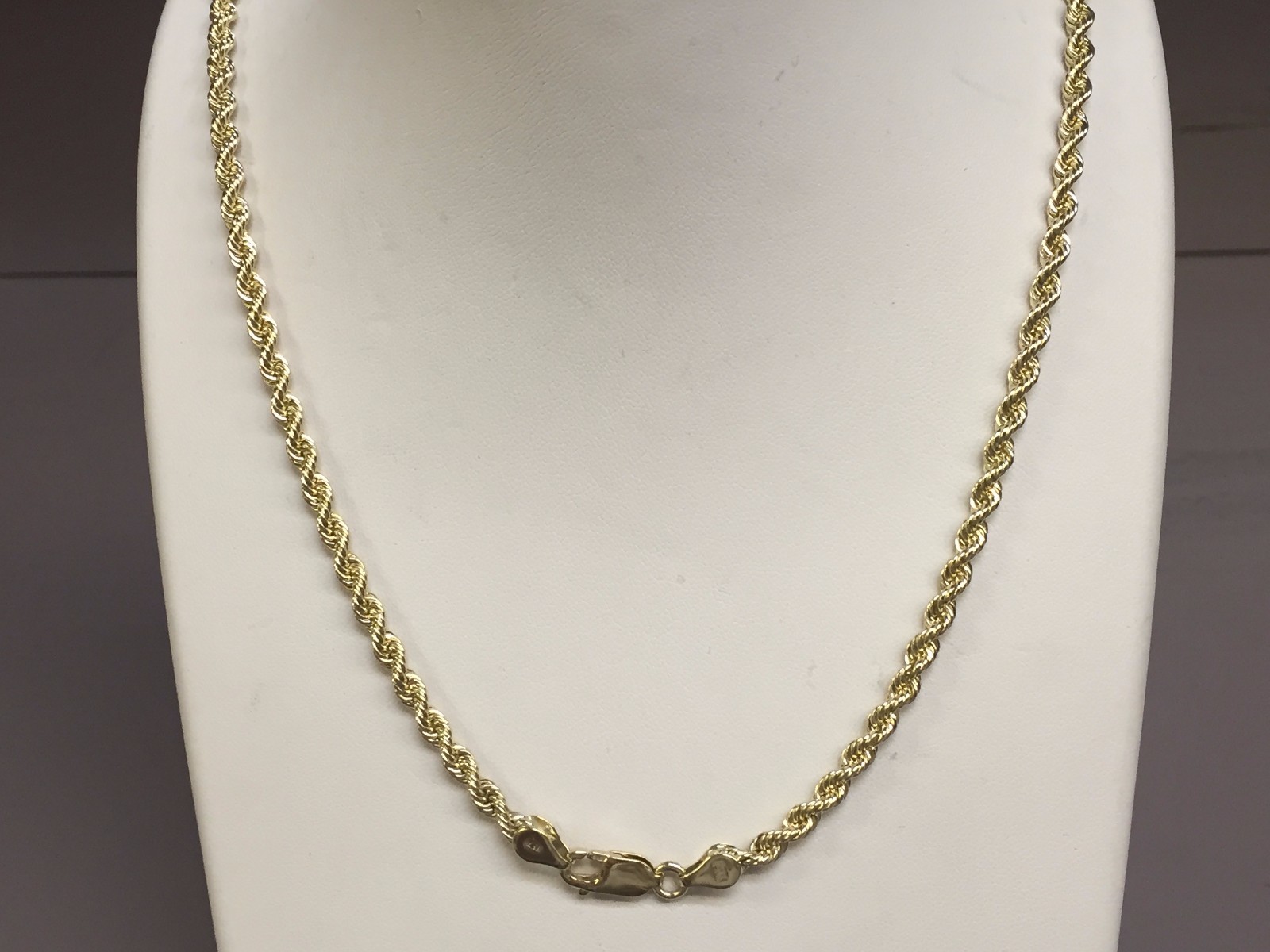 14k Yellow Gold 30" SOLID ROPE Pendant Link Chain/Necklace 4mm 30grams ...