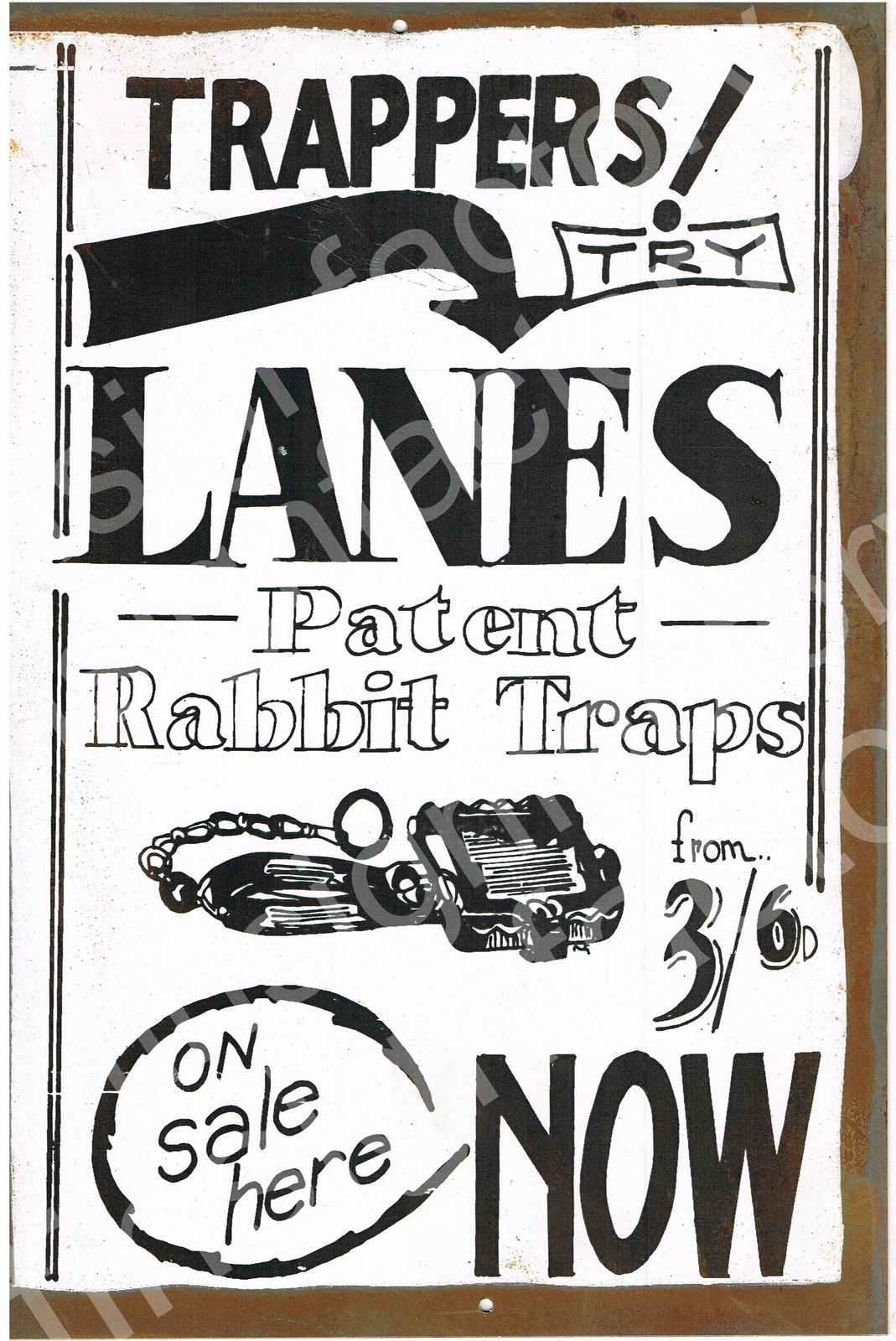 Trappers Lanes Rabbit Trap rustic metal sign | eBay Australia