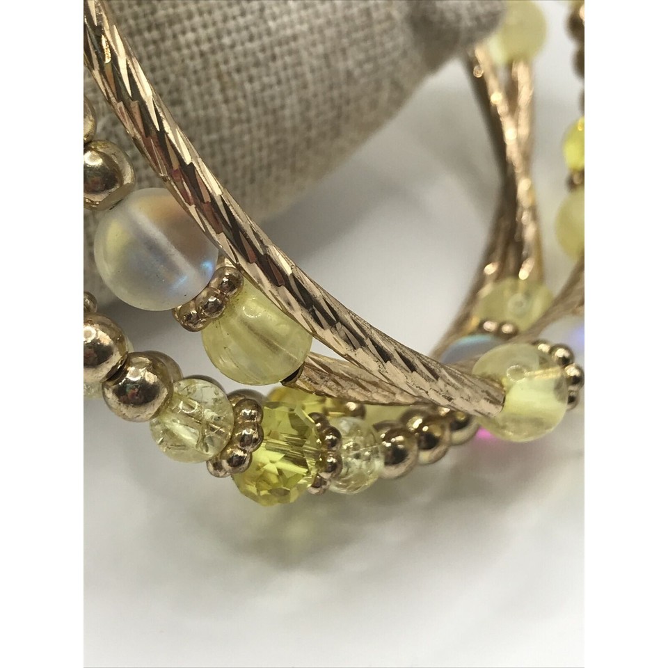 Beaded Wrap Bracelet Memory Wire Multicolored Glass Beads Contemporary ...