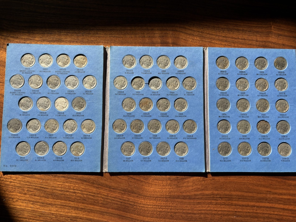 1913-1938 Complete Set of Buffalo Nickels - 64 Coin Set - See Detailed ...
