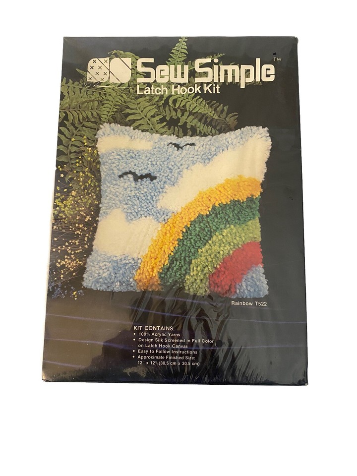 1970s Sew Simple Latch Hook Kit 12" x 12" Rainbow T522 New Sealed ...