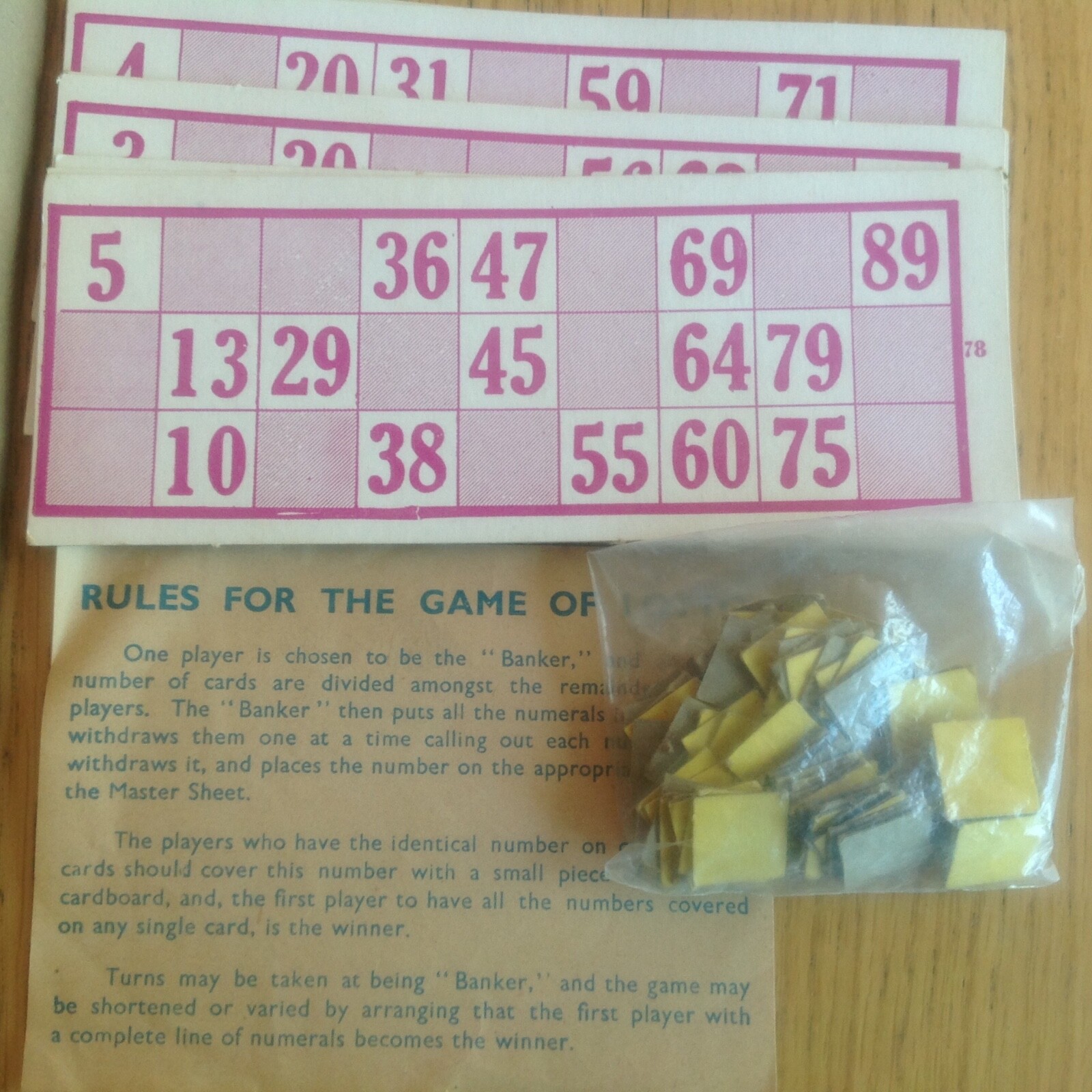 .Vintage Lotto, Bingo Housey Housey Game 1950/1960's Complete Wooden ...