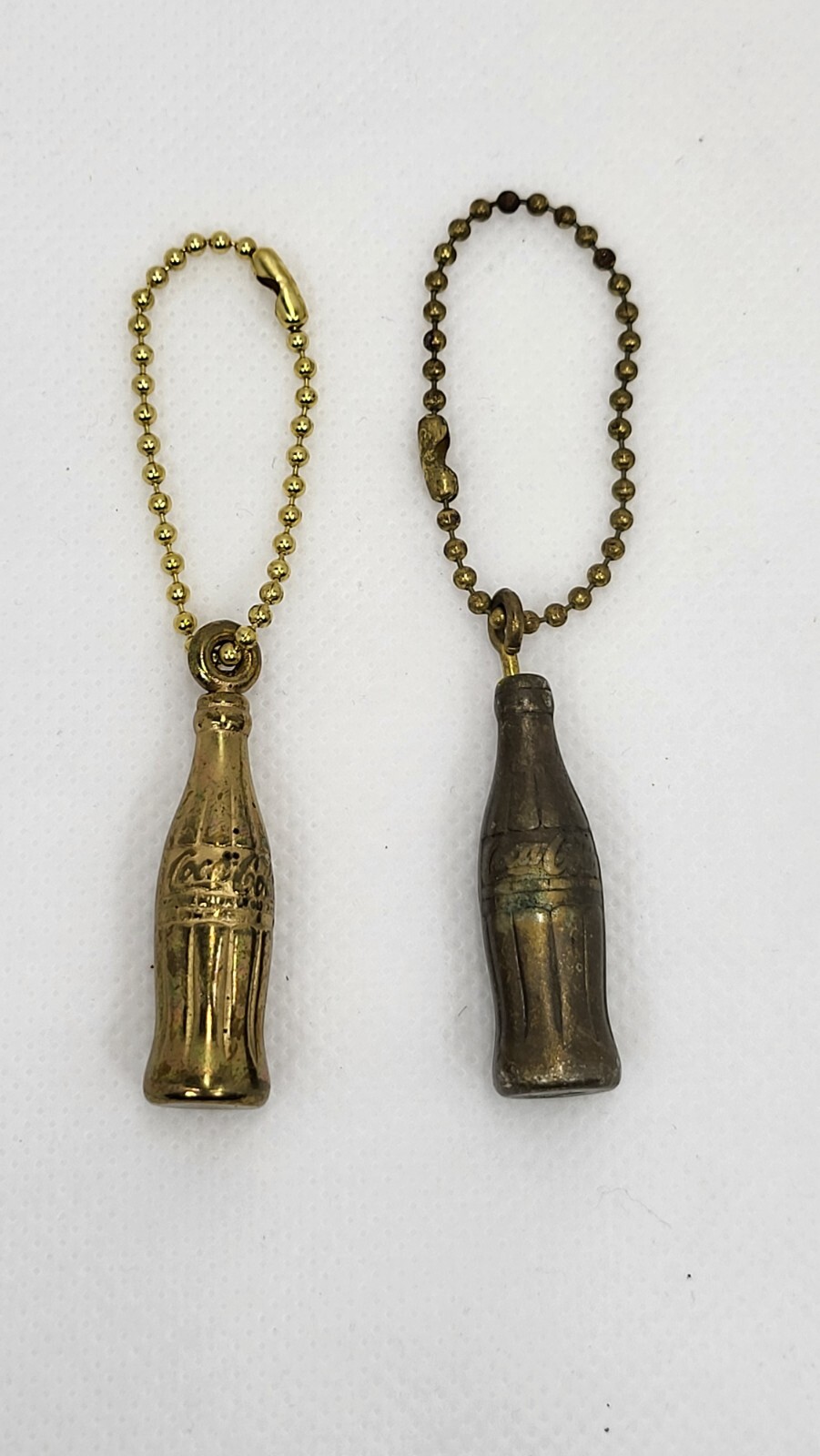 Lot of 2 Vintage Mini COCA COLA BOTTLE Gold/Brass Tone Keychain Charms ...