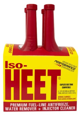 4pk ISO HEET Water Remover & Premium Fuel Line Antifreeze + Injector ...