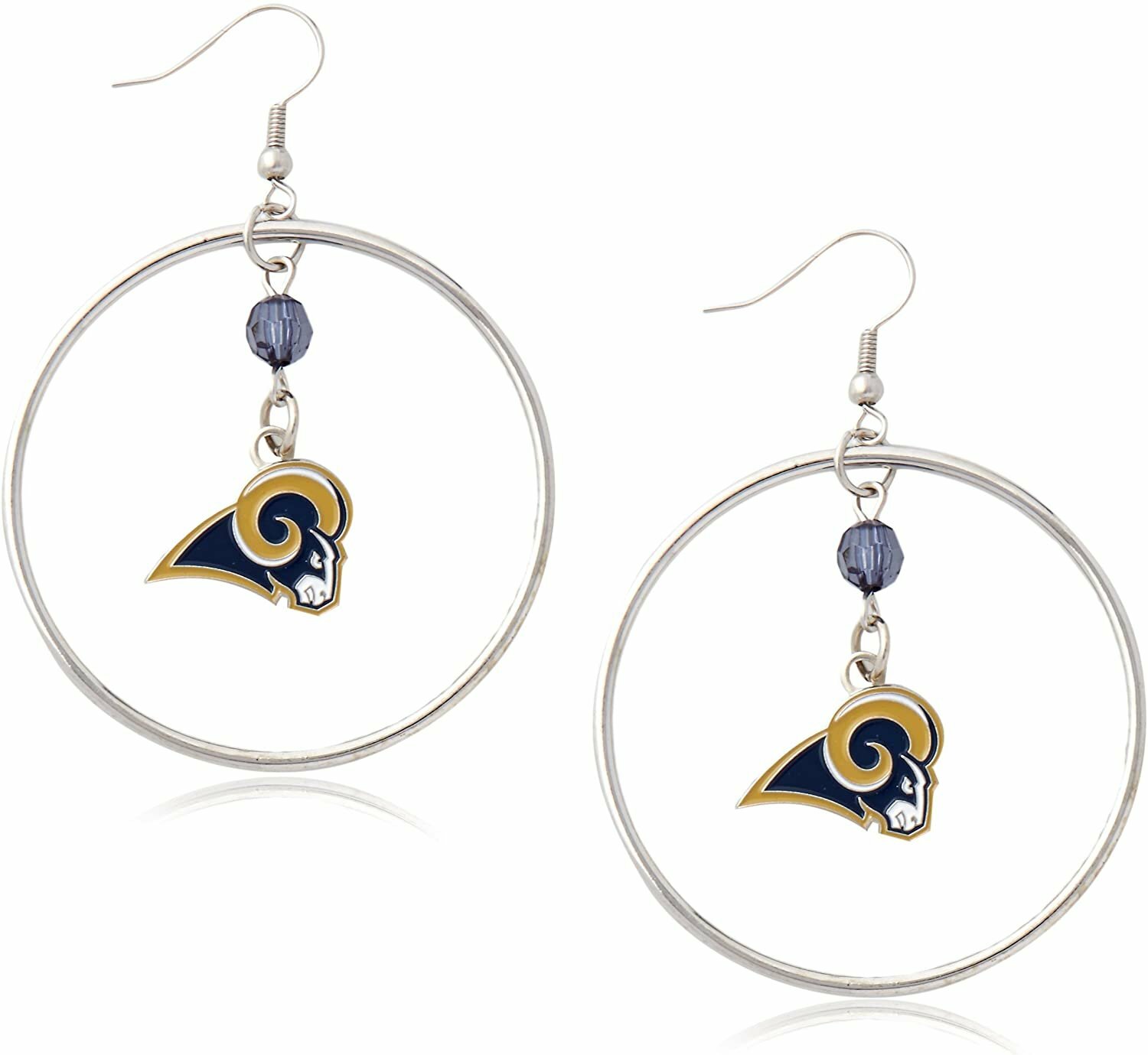 Los Angeles Rams Color Bead Silver Tone Large Hoop Earrings | eBay