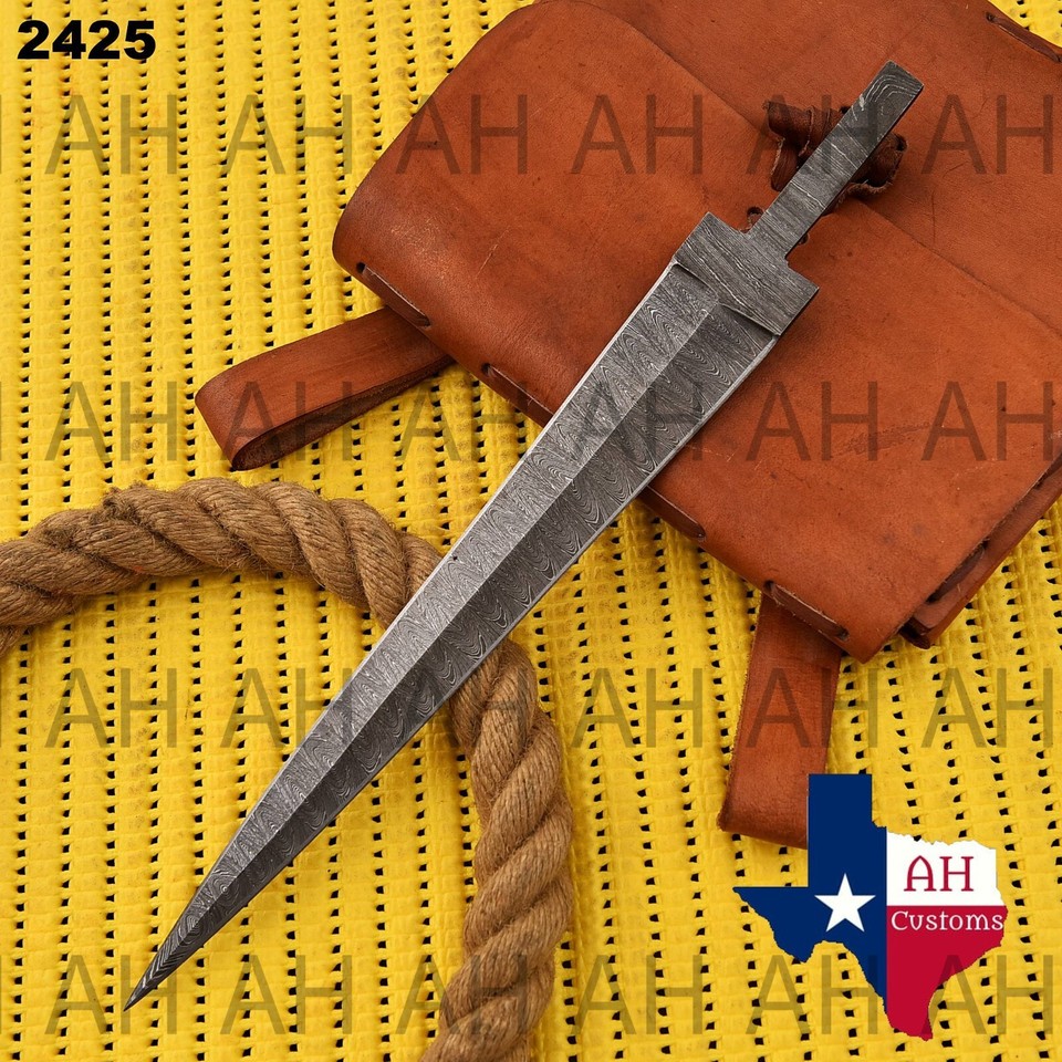 12" long HANDMADE DAMASCUS Steel Blank Blade DAGGER HUNTING KNIFE Full ...