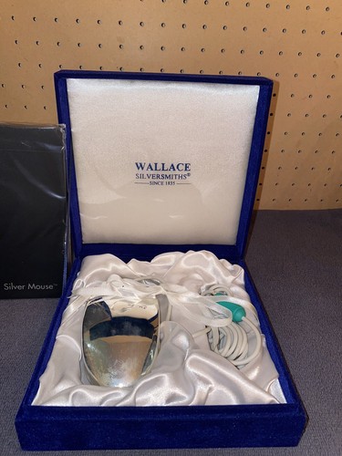 Wallace Silversmiths Silverplated Computer Mouse w/Blue Velvet Storage ...