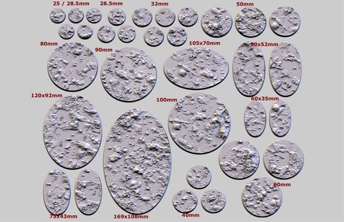Swamp bases 25, 28.5, 32, 40, 60, 80mm round + 75x43mm 90x52mm oval ...