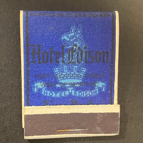 Hotel Edison New York Vintage Art Deco Building Illustration Matchbook ...