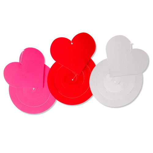 Heart-Shaped Paper Dangler Decorations, Red, Pink, and Silver, 3 Count ...