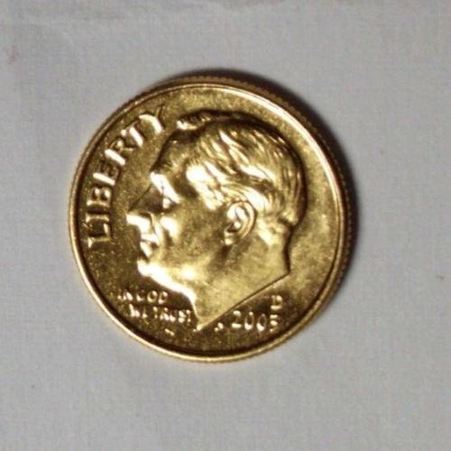 RARE 24 kt Gold Clad Roosevelt Dime - Choice of 2 Dates 2000 & 2000 D ...