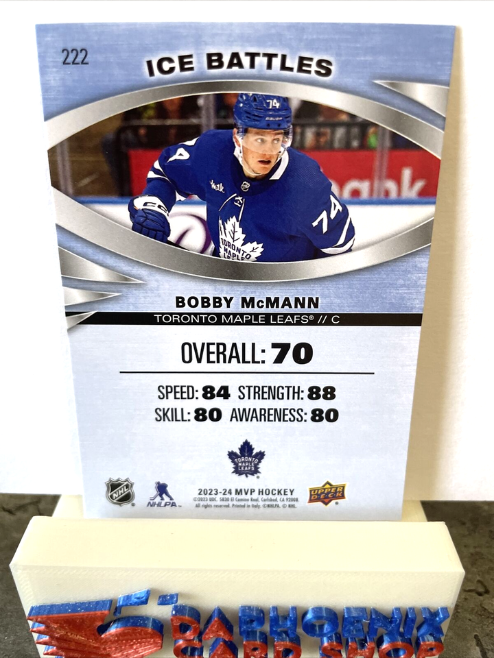 Bobby McMann Maple Leafs 2023-24 Upper Deck MVP Ice Battles Rookie #222 ...