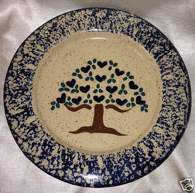 THREE RIVERS POTTERY 1993 COSHOCTON OHIO MICHELLE PLATE 7 1/8" TREES ...