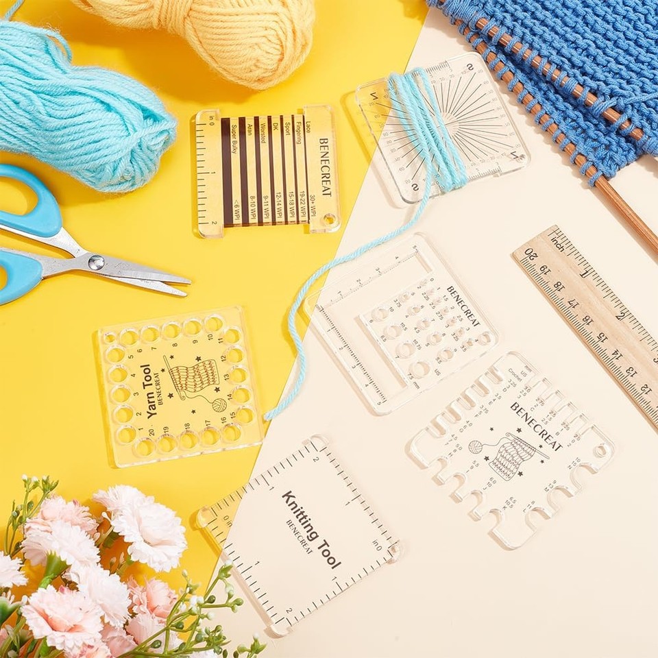 6 Arten Von Acryl-Strickmaß-Linealen, Häkelnadel und Garnwickel-Pro ...
