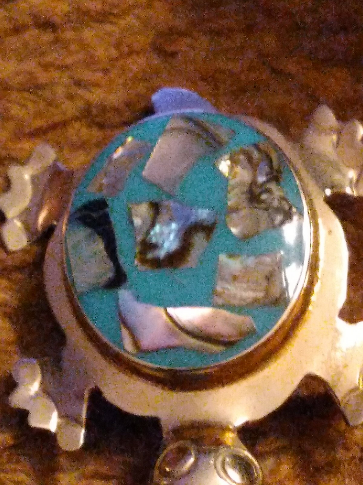 VTG ALPACA MEXICO TURTLE PIN Abalone Shell & Turquois… - Gem