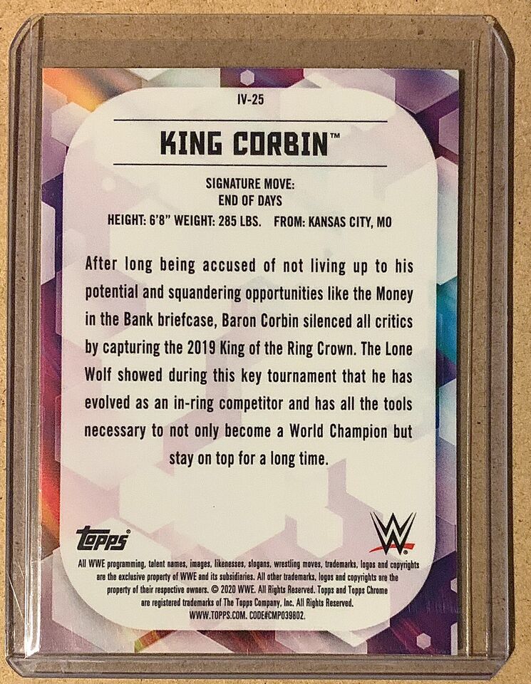 2020 Topps Chrome WWE KING CORBIN Image Variation Refractor SP King ...