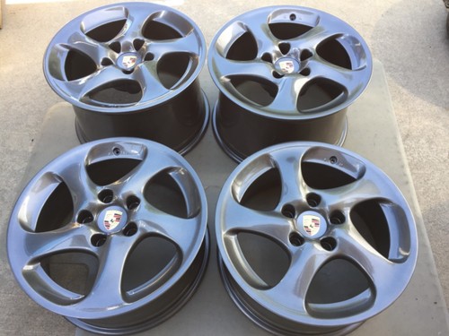18" NEW GUNMETAL OEM PORSCHE 911 996 997 TURBO TWIST HOLLOW SPOKE ...