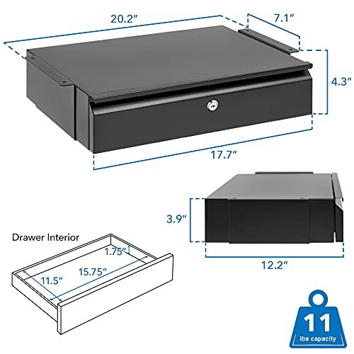 Mount-It! Under Desk Pull-Out Drawer with Lock and 2 Keys Included ...