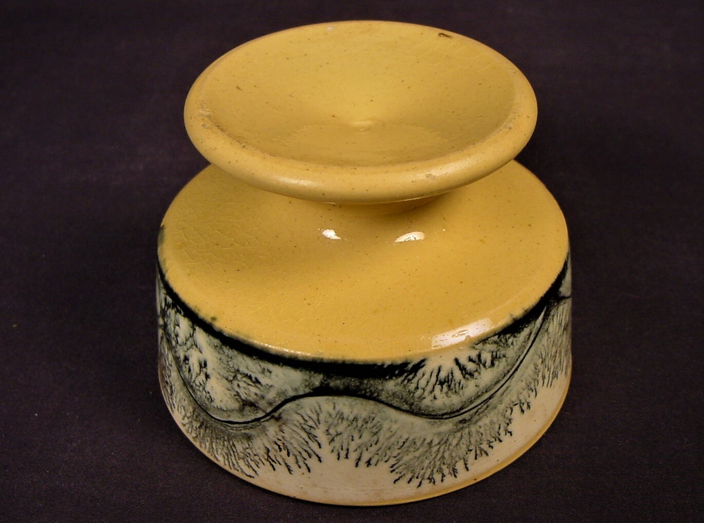 RARE EARLY 1800s MASTER SALT BLACK SEAWEED MOCHA MOCHAWARE YELLOW WARE ...