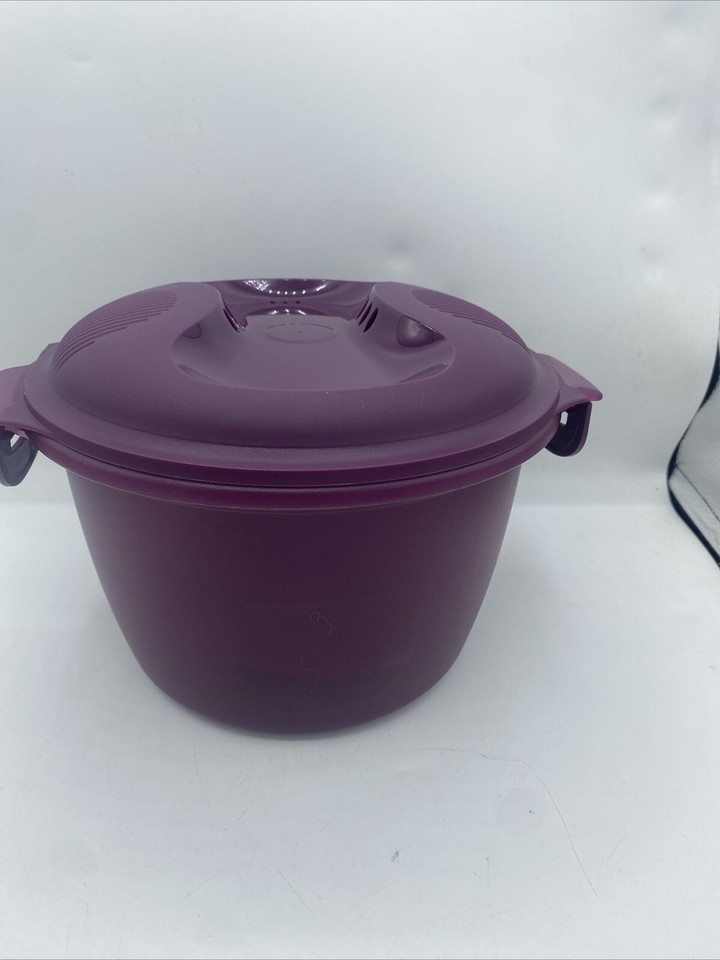 Tupperware Microwave Rice Steamer Cooker Maker 3 Piece Set Purple 2.2L ...