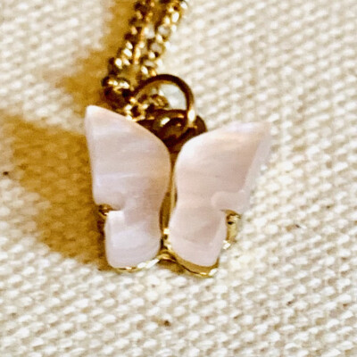 ~Pink butterfly dainty necklace Acrylic Cute! Boho Chic for The ...