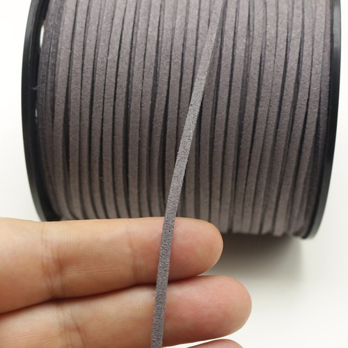 100 Yards Gray Faux Suede Flat Leather Cord Lace 2.6mm Jewelry String ...