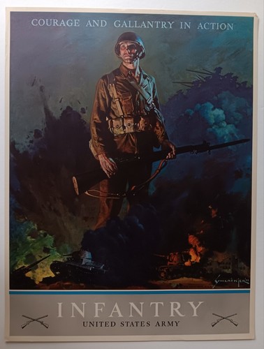 AUTHENTIC 1943 WW2 INFANTRY ARMY CORP POSTER by JES SCHLAIKJER 19X25 ...