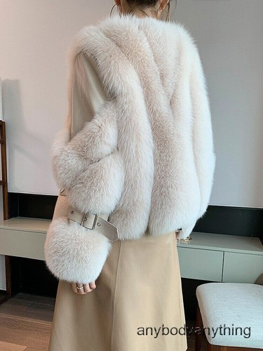 Winter Luxury Women Real Fox Fur Coat Sheepskin Leather Jacket Overcoat ...