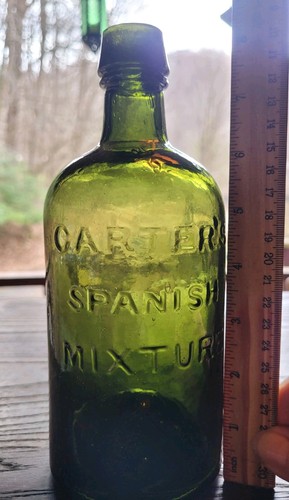 WOW! Nice Citron Green Carter's Spanish Mixture Iron Pontil Medicine | eBay