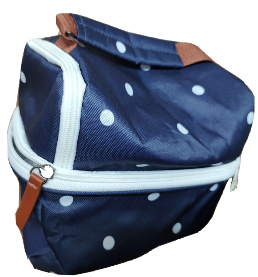 The Foundry Insulated Lunch Bag Navy White Dots 8 Can Capacity | eBay
