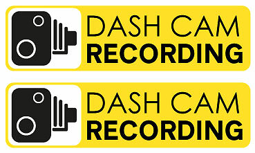 DASHCAM RECORDING WARNING STICKER VINYL DASH CAM CAMERA EXTERNAL x 2 ...