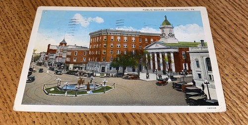 Chambersburg PA Pennsylvania Public Square 1942 Vintage Postcard WB ...