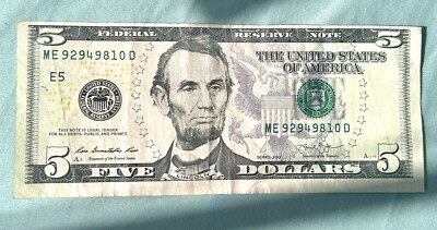 2013 - $5 Five Dollar Bill - Error Moved Offset Misprint Note | eBay