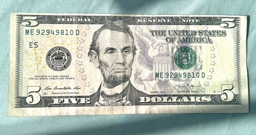 2013 - $5 Five Dollar Bill - Error Moved Offset Misprint Note | eBay