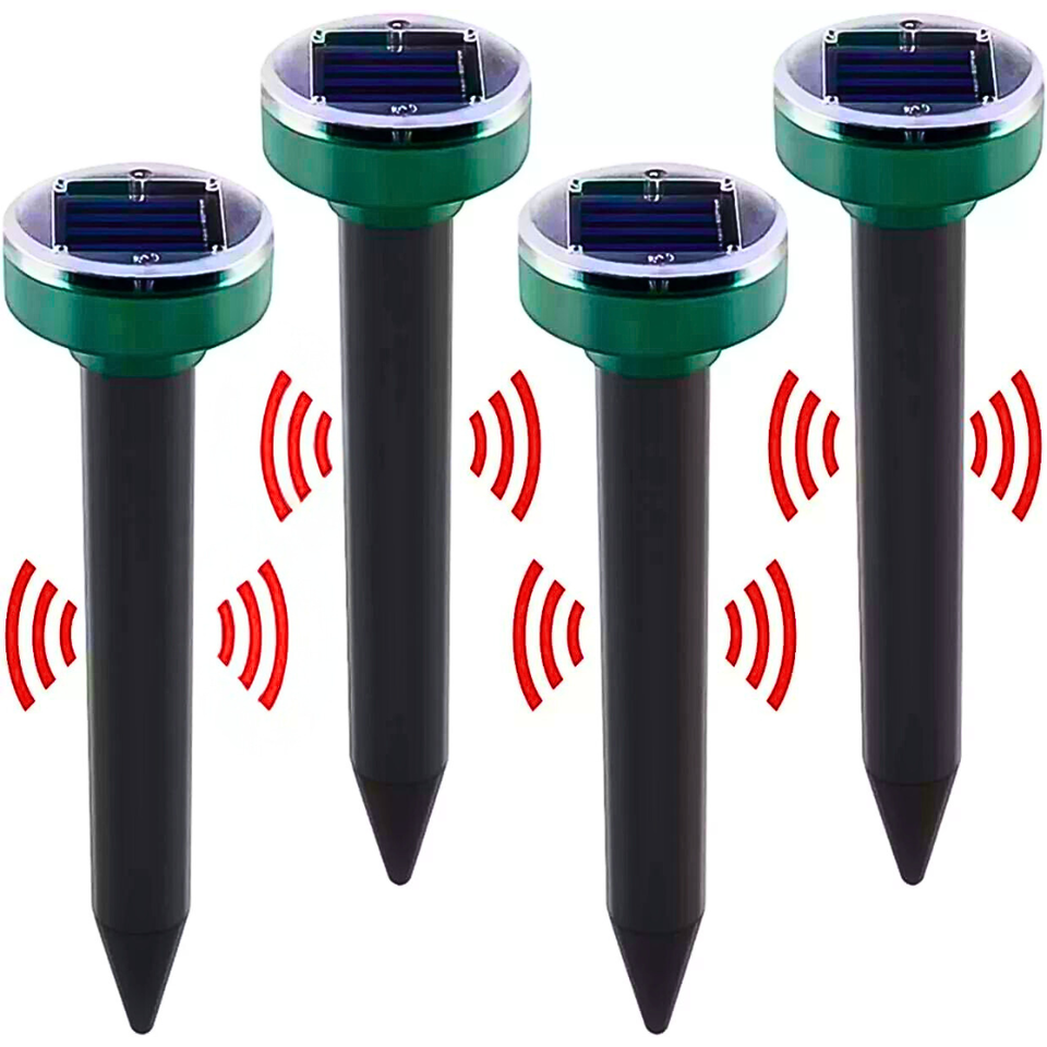 4x Solar Ultrasonic Deterrent Repeller Pest Scarer Mole Rat Garden ...
