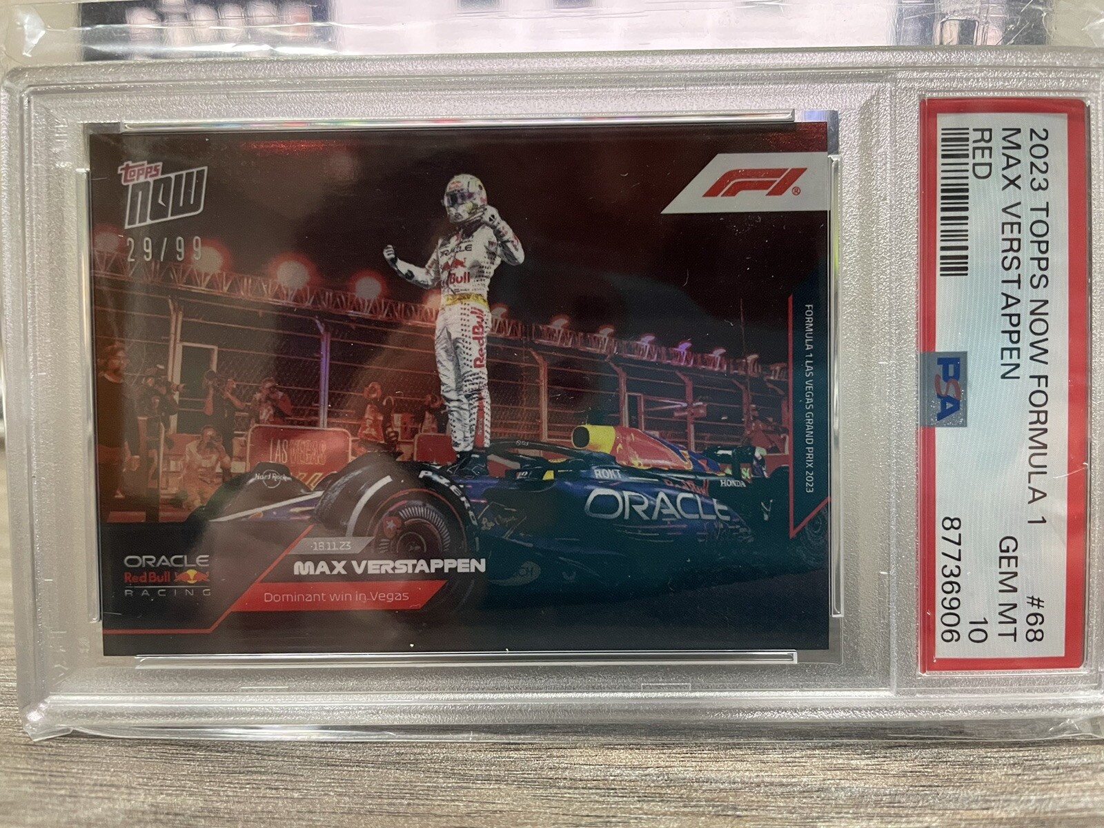 PSA Graded 10 #29/99 2023 Topps Now F1 Formula 1 Max Verstappen Red ...