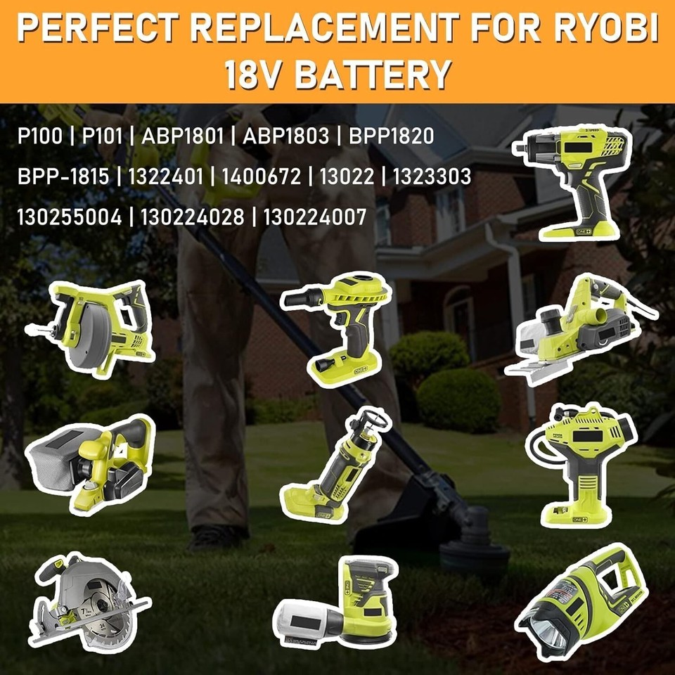 2-Pack 18V 3.6Ah Ni-MH Battery or Charger For Ryobi P100 13022 ABP1801 ...