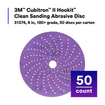 3M Cubitron II 31374 Clean Sanding Abrasive Disc, 6 Inch, 180+ Grit ...