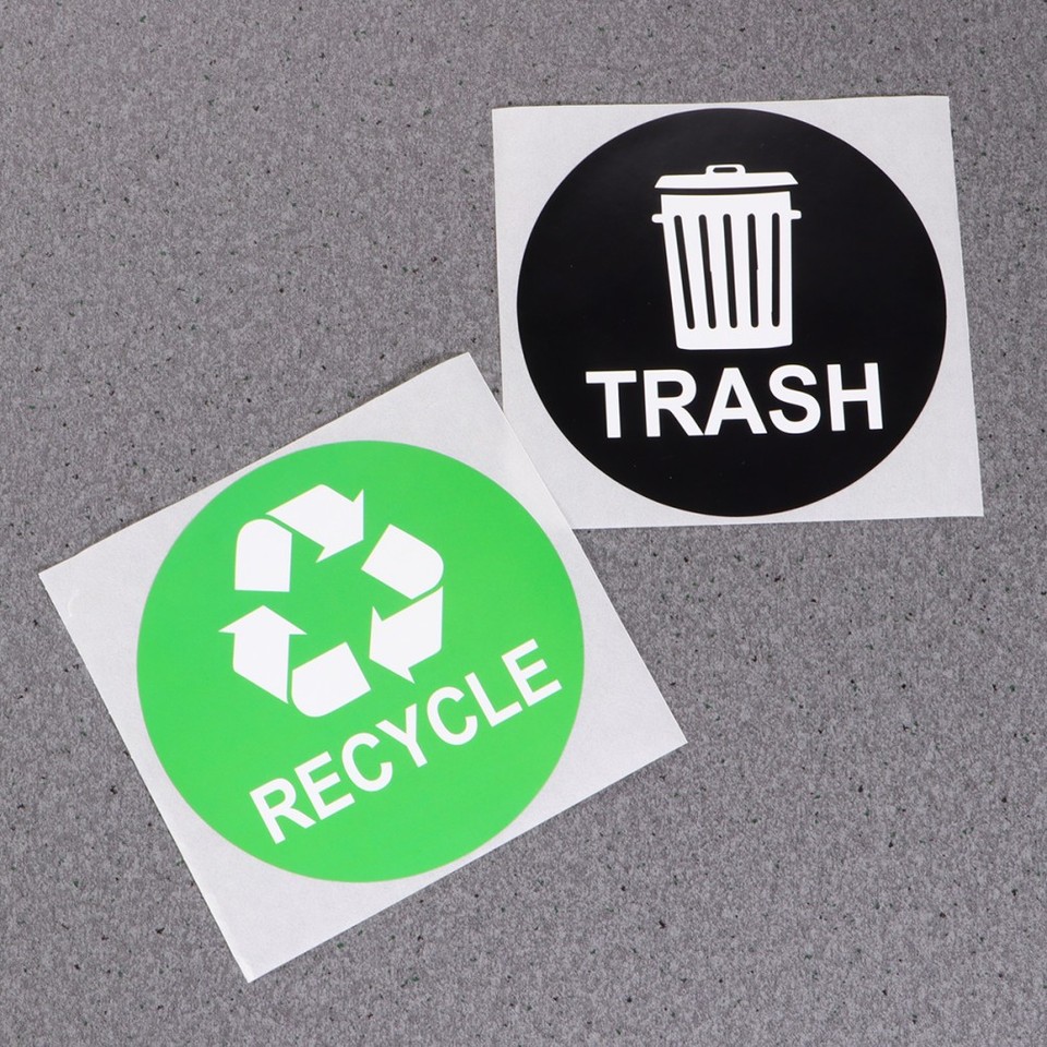 8 Pcs Rubbish Bin Sticker Recycling Sign Recycle Trash Stickers Decal ...