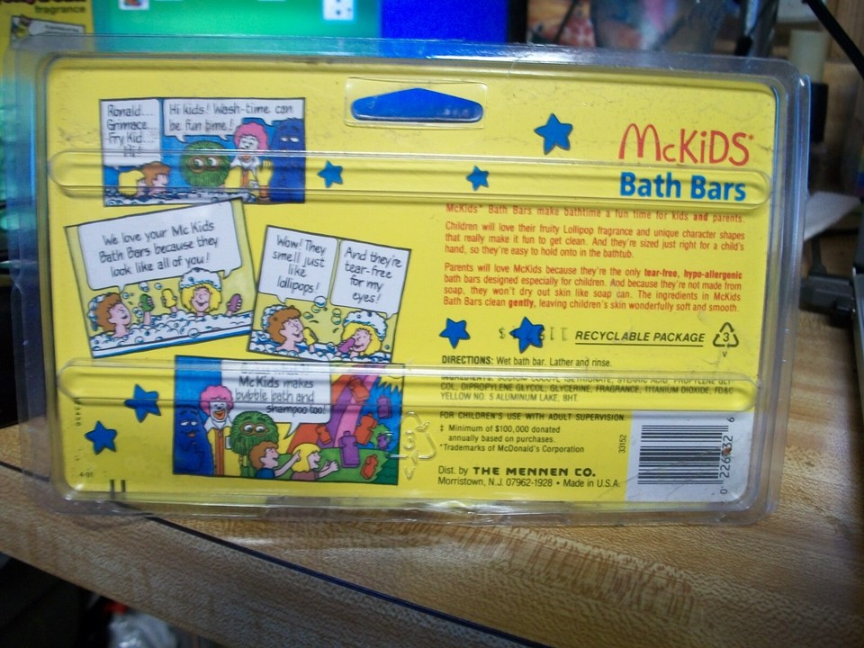 McDonalds McKIDS Grimace Ronald Fry Kid Lollipop Scented Mennen Soap ...